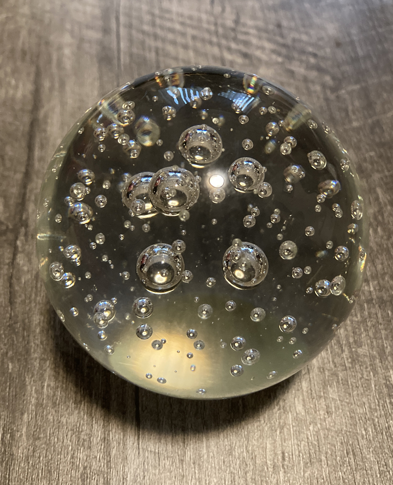 Clear Art Glass Paperweight with Lots of Bubbles and a Polished Bottom ...