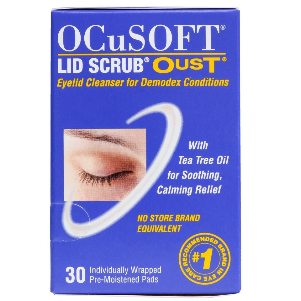 OCUSOFT LID SCRUB OUST - EYELID CLEANSER FOR DEMODEX - 30 PADS - EXP. 3 ...