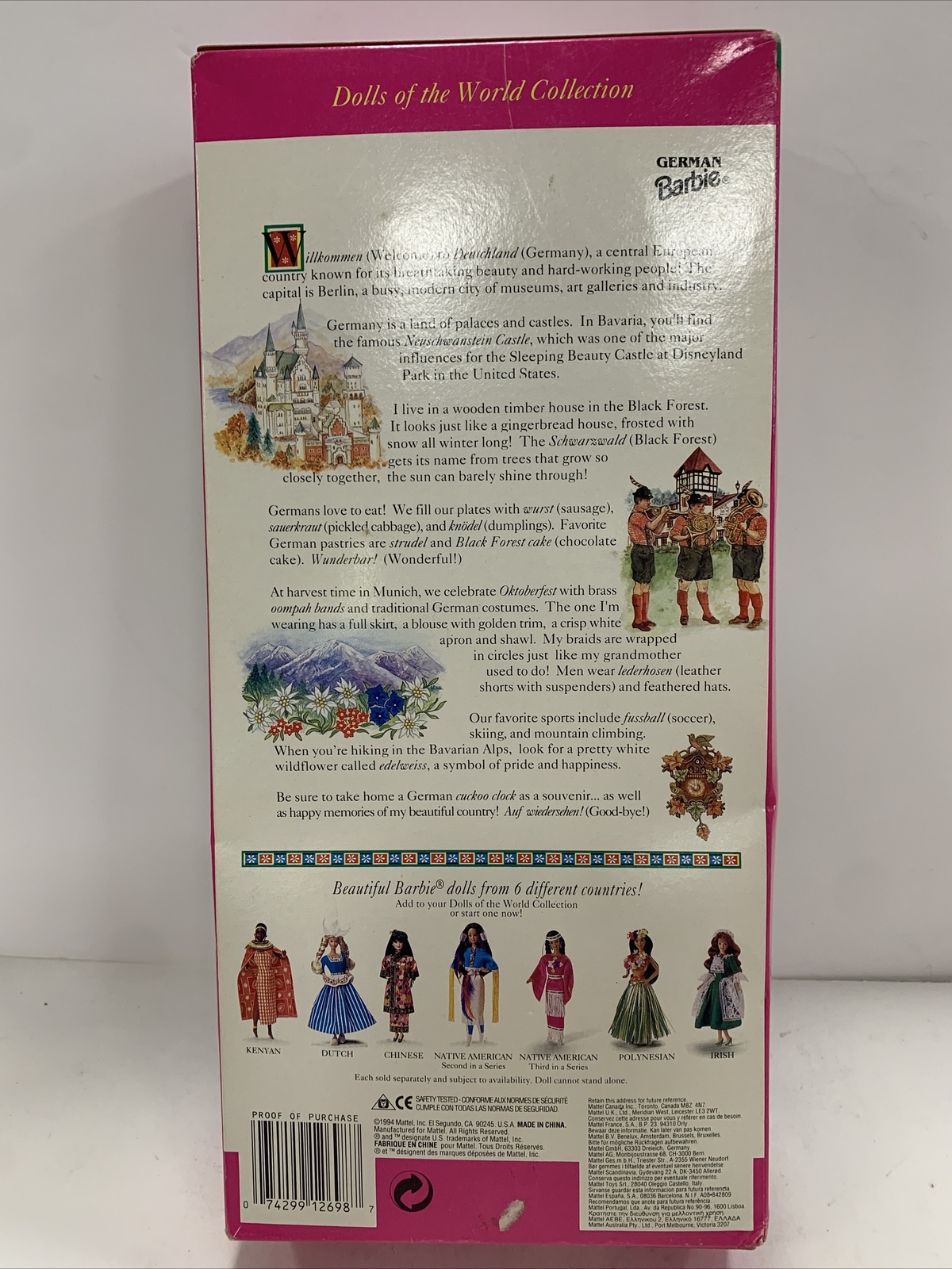 Vtg 1994 Dolls of the World Collection Barbie GERMAN Doll #12698 New ...