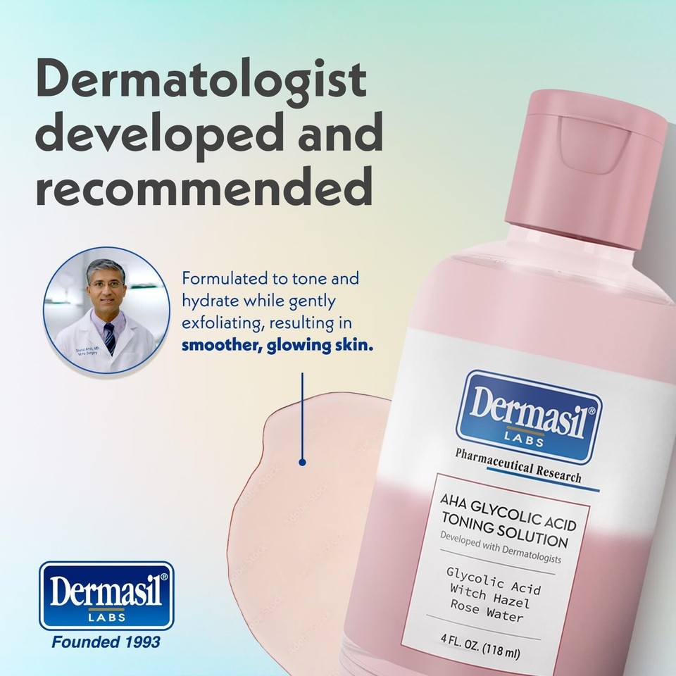 3 pk DERMASIL Labs Glycolic Acid Toning Solution 4 Fl oz Witch Hazel ...