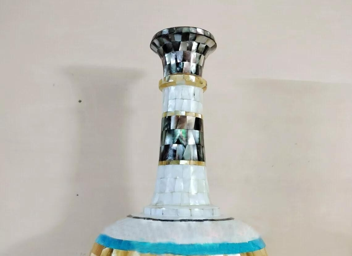 30" Marble Vase Pot, mop shell Inlay, Vase Pot, Home Decor Art ...