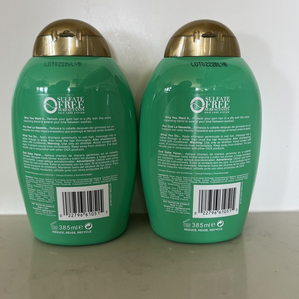 2 Bottles Ogx 13 Oz Active Beauty Green Tea & Lotus Refreshing Fitness ...