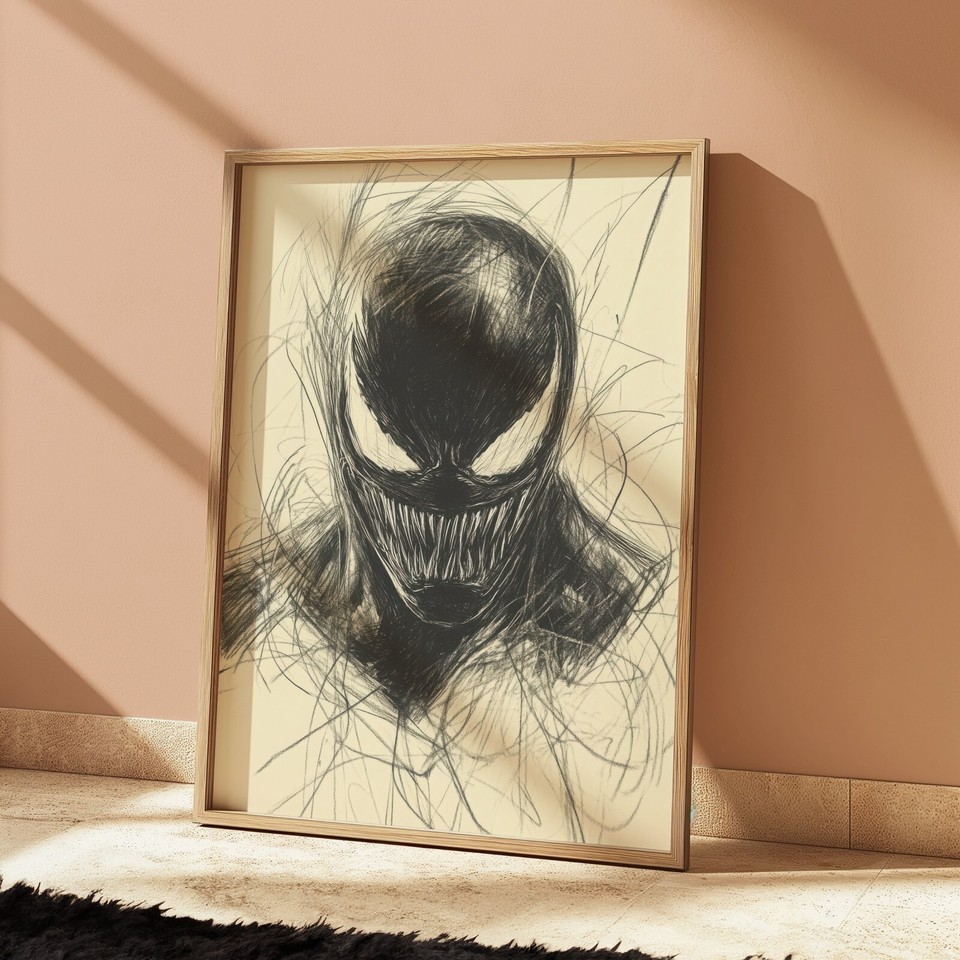 VENOM DRAWING PRINT SKETCH 8" x 10" PRINT VENOM MARVEL WALL ART HOME ...