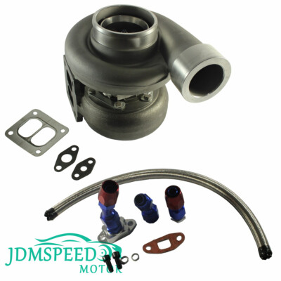 Turbo Charger+Drain Line+Oil Feed GT45 600+HP T4/T66 3.5"V-BAND 1.05 A ...