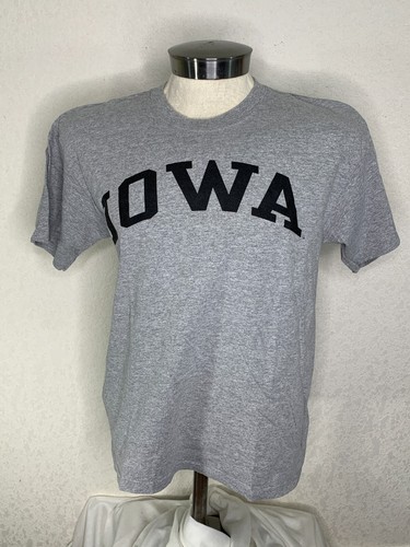 Iowa Hawkeyes T Shirt Sz Large Script Spellout Heather Gray | eBay