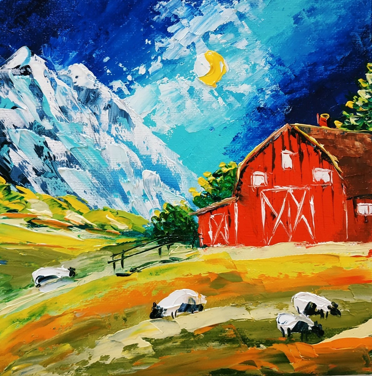 Simple Landscape Paintings Barn
