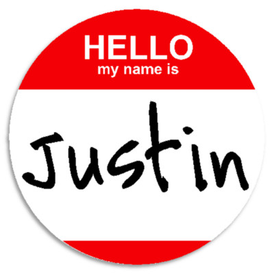 Hello My Name Is Justin - 100 Pack Circle Stickers 3 Inch ...