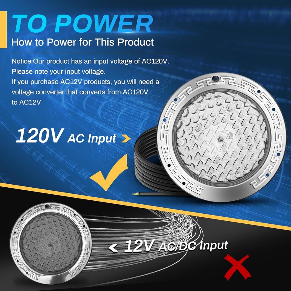 Pomeade SH101300 120V 35W Color-Changing LED Pool Light, 50FT Cord, w ...