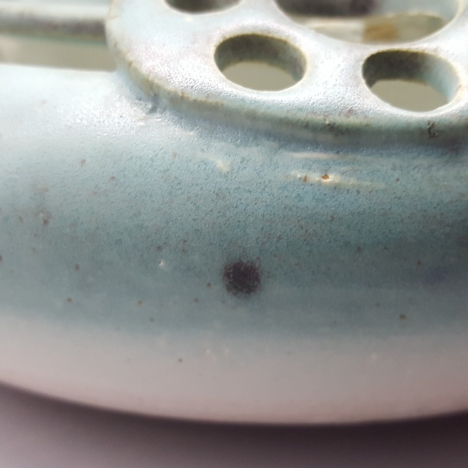 Lee Davis Studio Art Pottery Frog Ring Vase, Signed, Matte Gray-Green ...