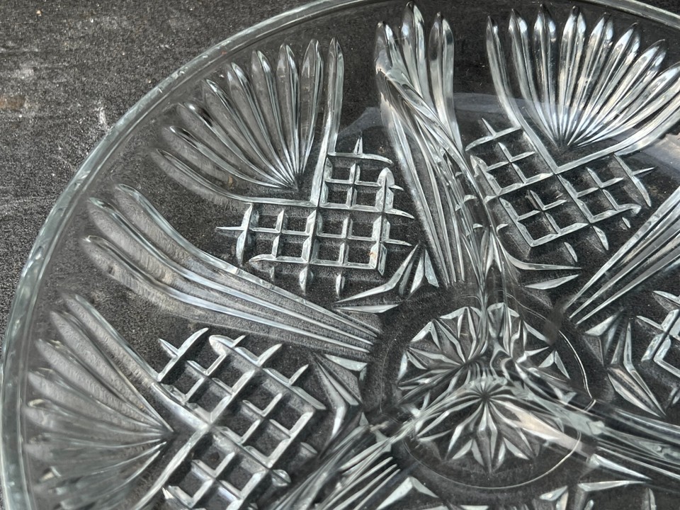 VINTAGE PINEAPPLE CUT CRYSTAL SERVING OR FRUIT BOWL MID CENTURY DISH | eBay