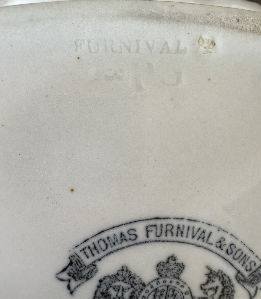 Antique THOMAS FURNIVAL White Ironstone Casserole Dish WHEAT MOTIF ...