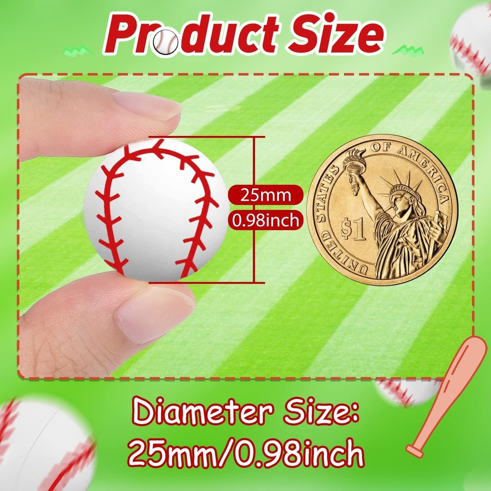 Deekin 200 Pcs Baseball Bouncy Balls Bulk 0.98'' Mini Rubber Bouncing ...
