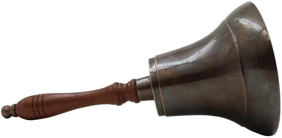 11" Solid Brass Hand Bell School Bell with Wood Handle Call Service ...