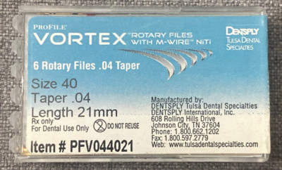 Dentsply Tulsa Dental Vortex Rotary Files - 40/.04 taper 21mm | eBay