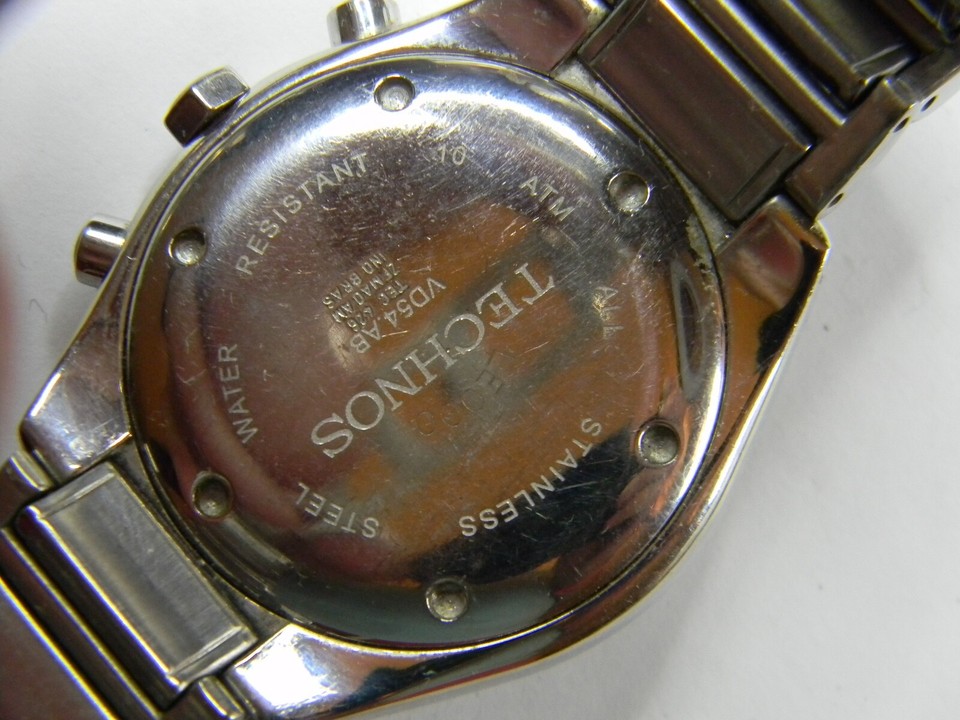 NICE VINTAGE TECHNOS CHRONOGRAPH MENS QUARTZ WATCH - NEW BATTERY - RUNS ...