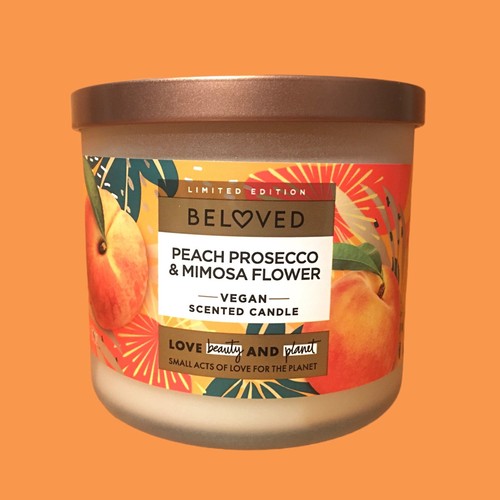 Beloved Limited Edition Vegan 3 Wick Candle Peach Prosecco & Mimosa ...