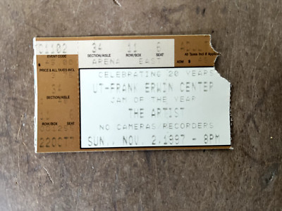 1997 PRINCE JAM OF THE YEAR TOUR UT-Frank Erwin Center CONCERT TICKET ...