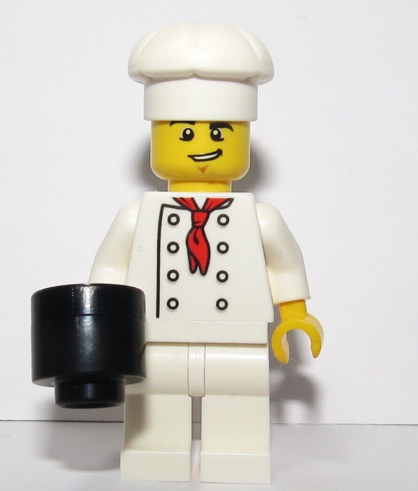 LEGO Chef Cook Baker Minfigure Man Boy & Cooking Pot Pan Hospitality ...