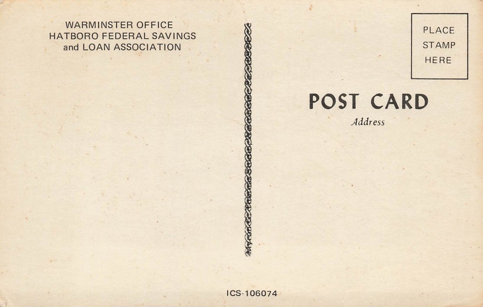 Postcard Hatboro Federal Savings And Loan Association Warminster ...