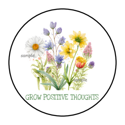 30 GROW POSITIVE THOUGHTS ENVELOPE SEALS STICKERS LABELS TAGS 1.5 ...