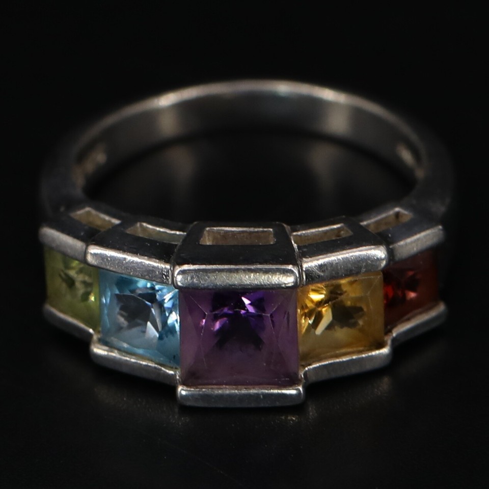 Sterling Silver - MICHELLE ALBALA Amethyst Topaz Garnet Peridot Ring ...