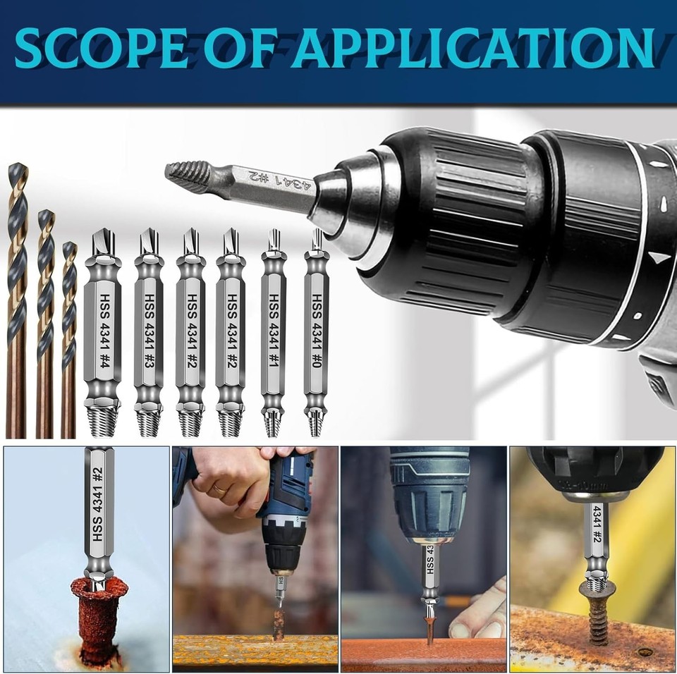 10-Pcs Screw Extractor Set Easy Out Drill Bits Set for Removing ...