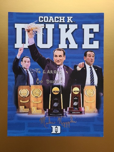 Mike Krzyzewski "Coach K" DUKE Basketball Signed 8X10 Inscribed Larry ...