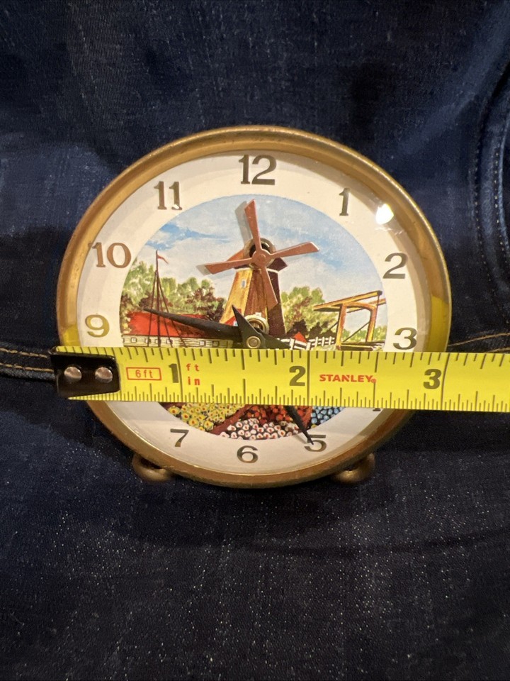 VTG Danish Wind-up Table Top Windmill Mechanical Clock w/ Moving Blades ...