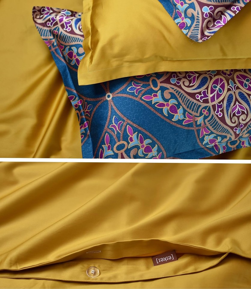 Solid Color Egyptian Cotton Duvet Cover Luxury Bedding King, Mustard ...