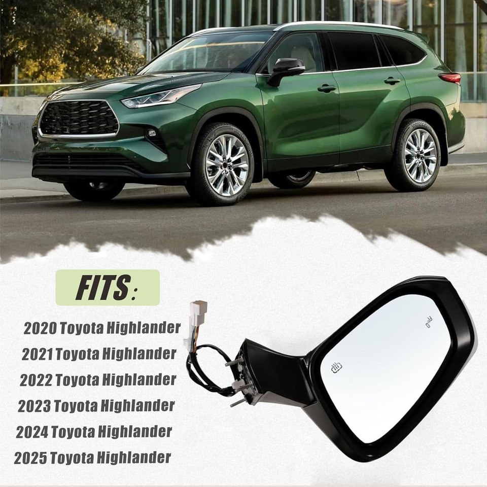 Left Driver Side Mirror Fits 2020-2025 Toyota Highlander with Power ...