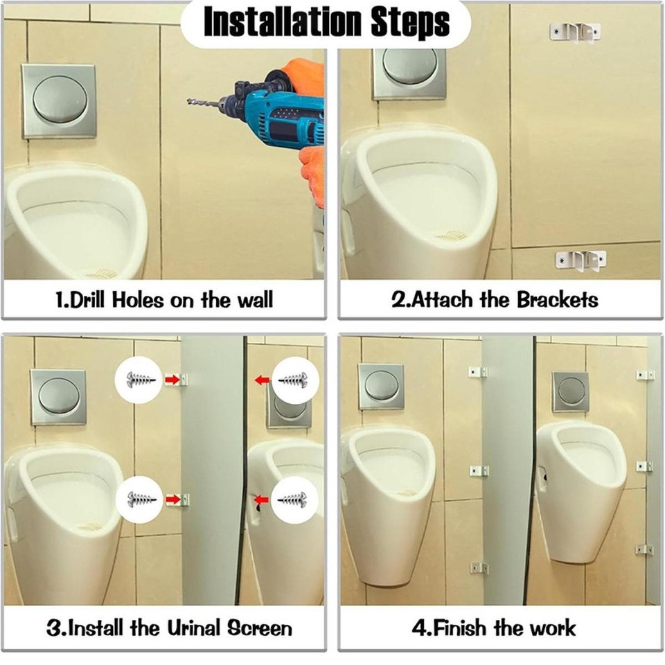 4Pcs Restroom Urinal Screen Brackets with Fasteners Sturdy U Shaped ...