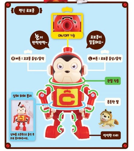 [Cocomong]Talking Transformer Robocong with Mini Monkey Figure Kids Toy ...