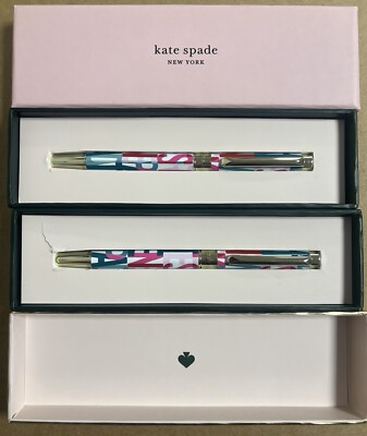 KATE SPADE NEW YORK Black Ink Ballpoint Pen | Layered Logo | 2 Pack ...