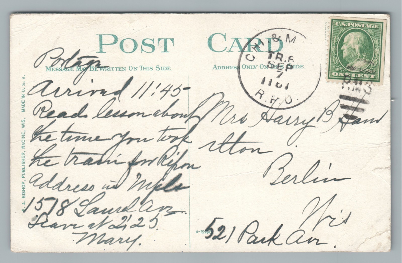 CM&StP Railroad Depot BERLIN Wisconsin—Rare Antique Train Station 1911 ...