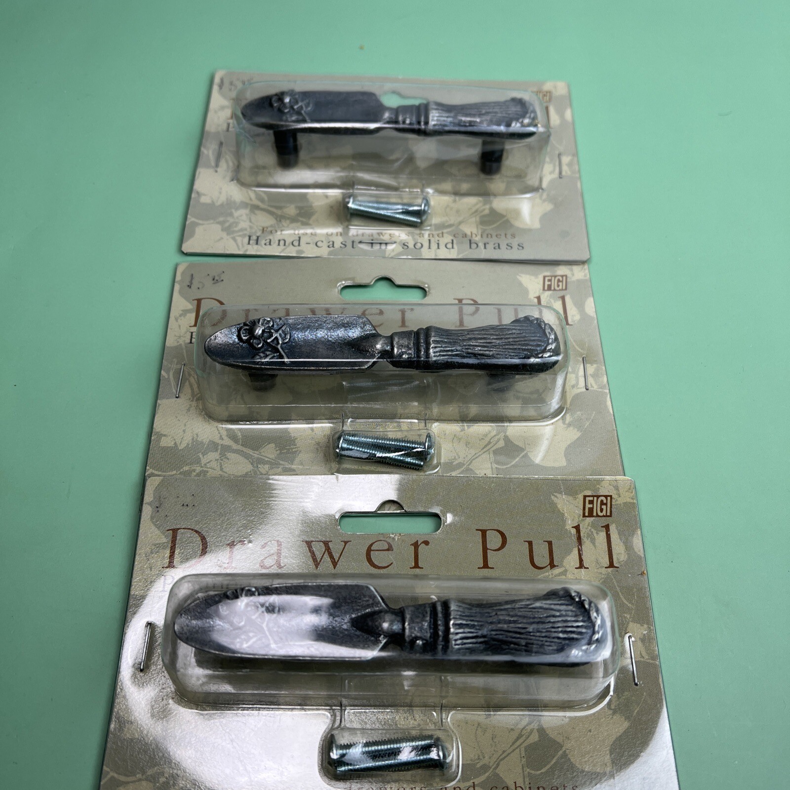 Figi 4" Drawer Pull TROWEL Hand Cast in Solid Brass Vintage Set Of 3 ...