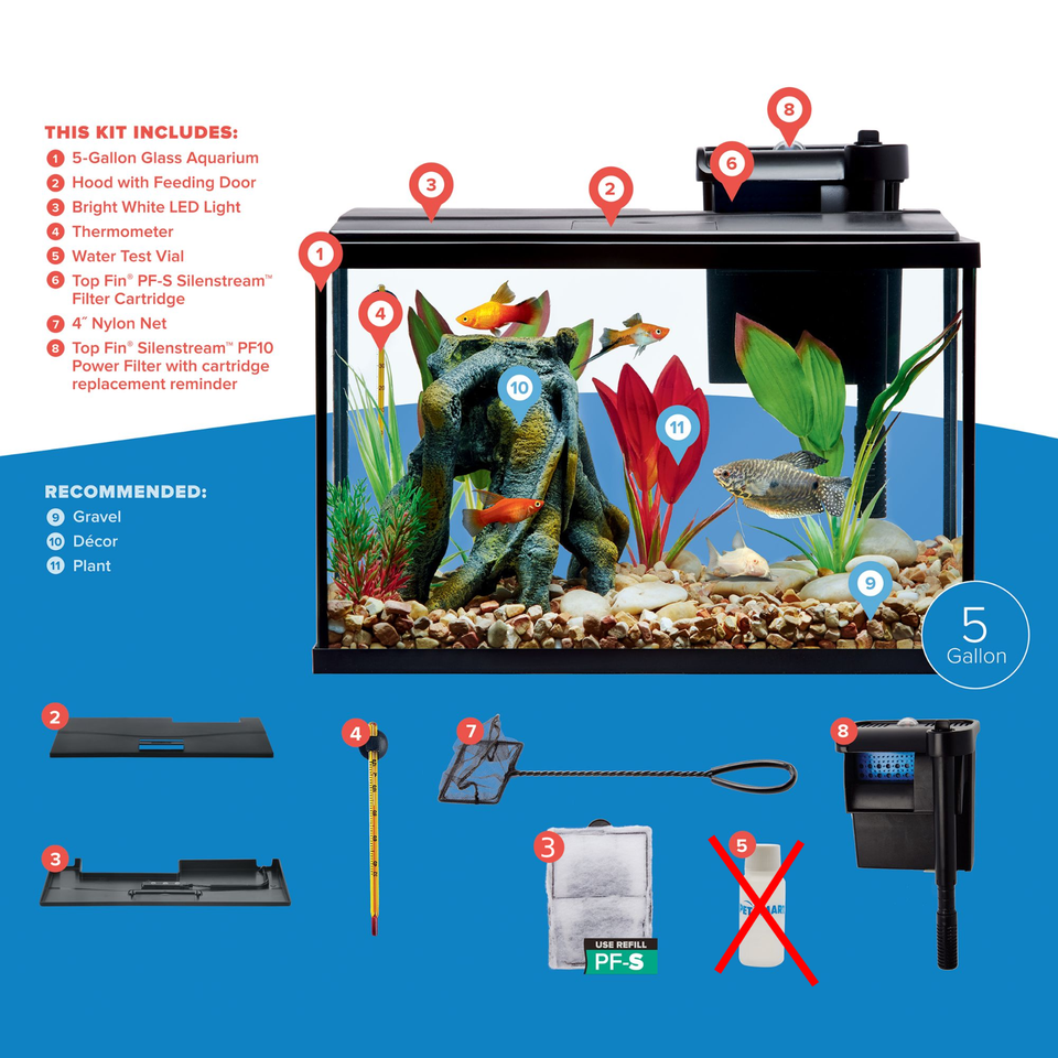 Top Fin 5 Gallon Tank Kit (add on fish foods for $5!) | eBay