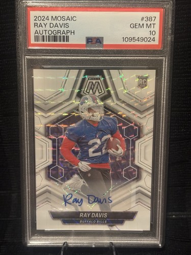 2024 Mosaic Ray Davis Autograph Rookie RC #387 PSA 10 GEM MT * Buffalo ...