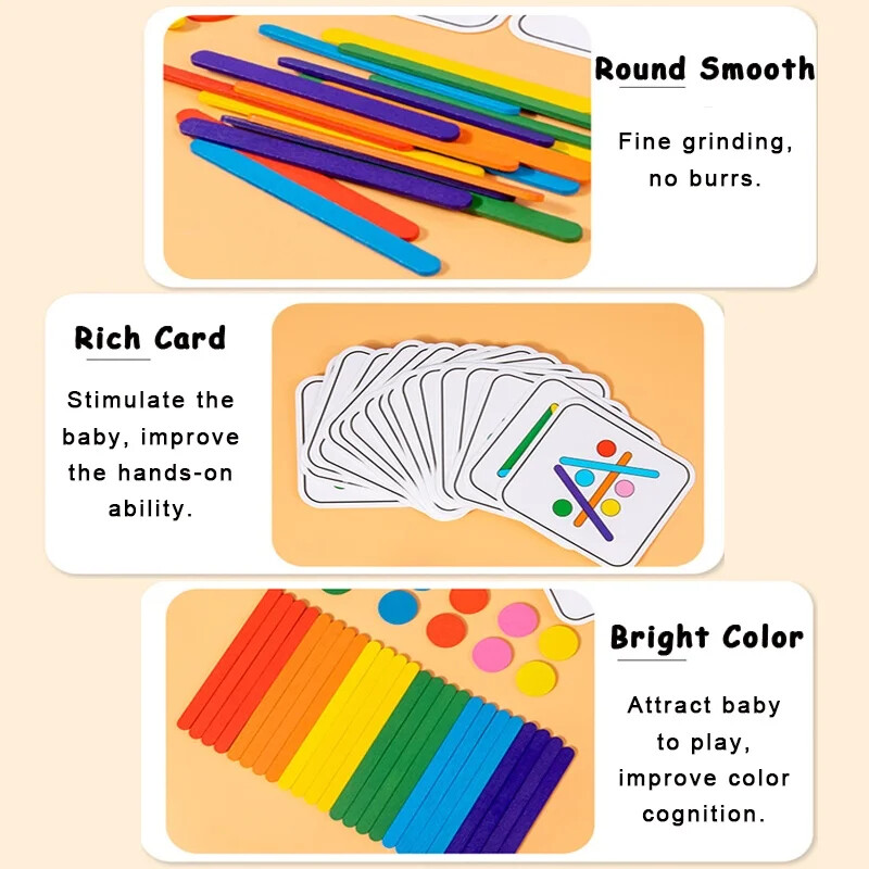 Kids Rainbow Stick Puzzle Montessori Toys Color Sensory Logical ...