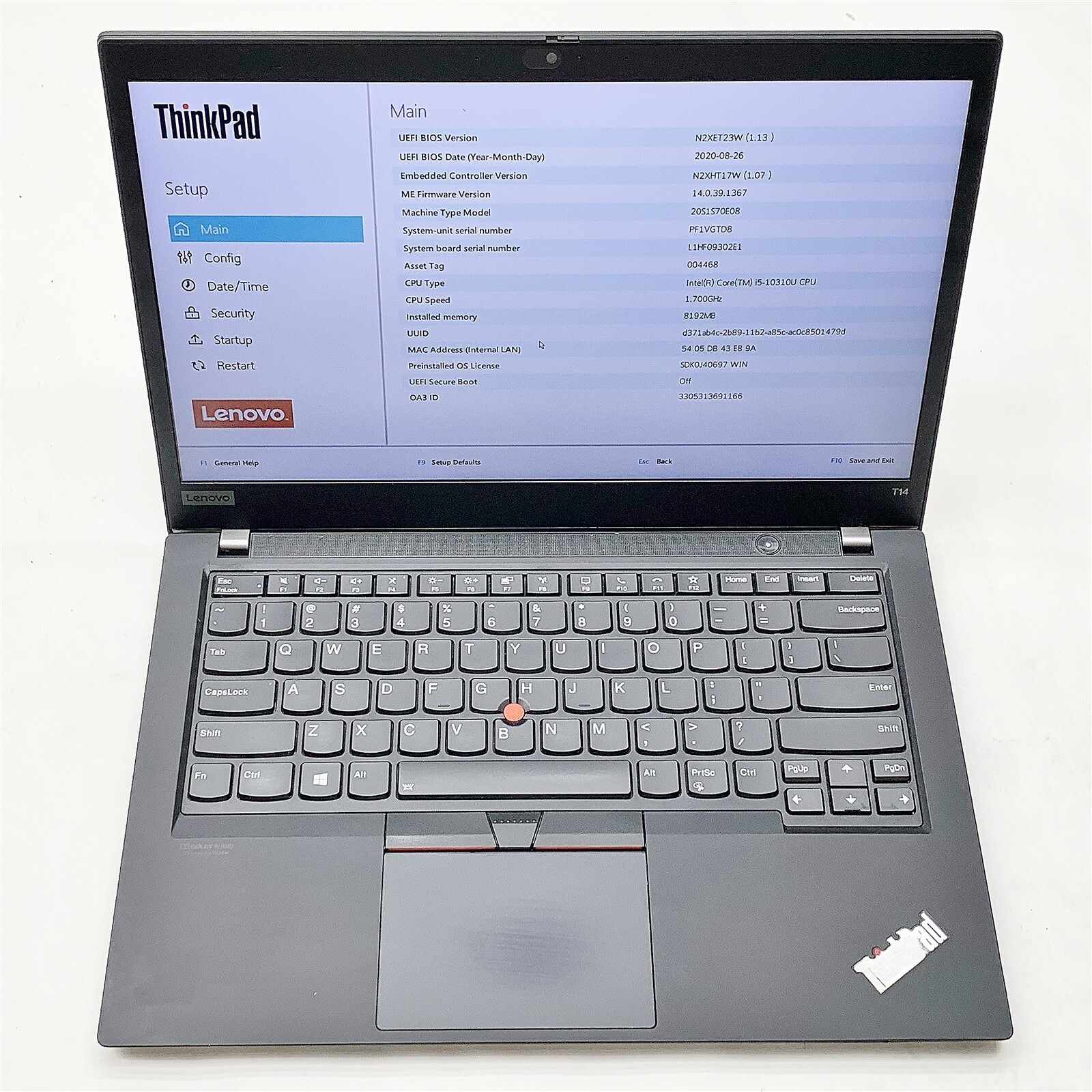 Lenovo ThinkPad T14 Laptop Intel i5 10310U 1.7GHZ 14" FHD 8GB NO HDD ...