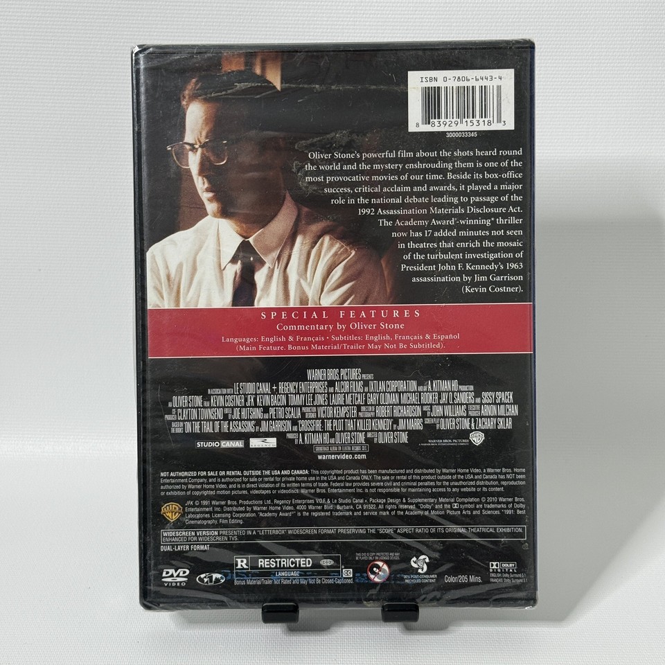 JFK DVD Director's Cut 2011 Kevin Costner Joe Pesci Oliver Stone POTUS ...