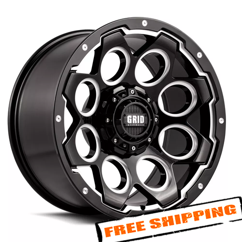 Grid Wheels 20x9 -12 8x180 124.20 GD08 Gloss Black w/ Milled Accents ...
