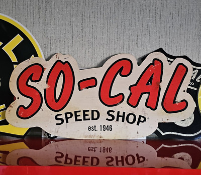 Large 32" SO-CAL Speed Shop Steel Metal SIGN vtg HOT ROD Drag Racing ...