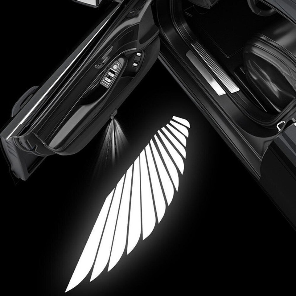 1 Pair Car Door Parts Wireless Angel Wings Led Lights Atmosphere Light ...