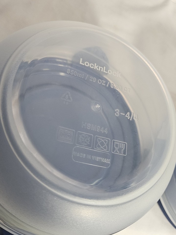 NEW Lock N Lock 6 Piece Round Bowl Nesting Containers Set Blue Lids | eBay