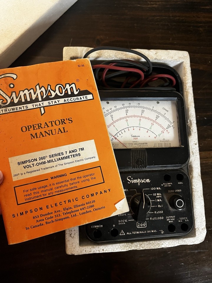 Vintage Simpson 260 Series 6 Handheld Volt Ohm Milliammeter Box Manual ...
