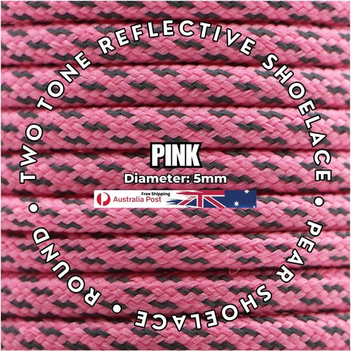 Pink Round Reflective Shoelaces Sneaker Casual Boots Custom Length ...
