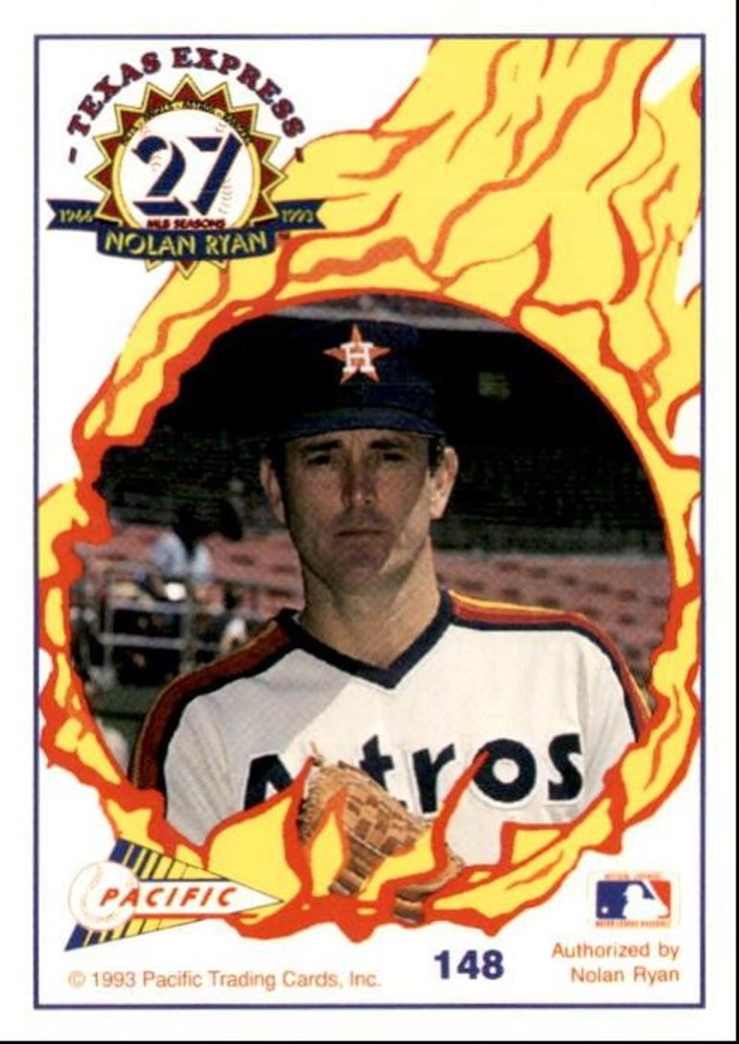 1993 Pacific Texas Express Baseball Card Nolan Ryan Nolan Breaks ...
