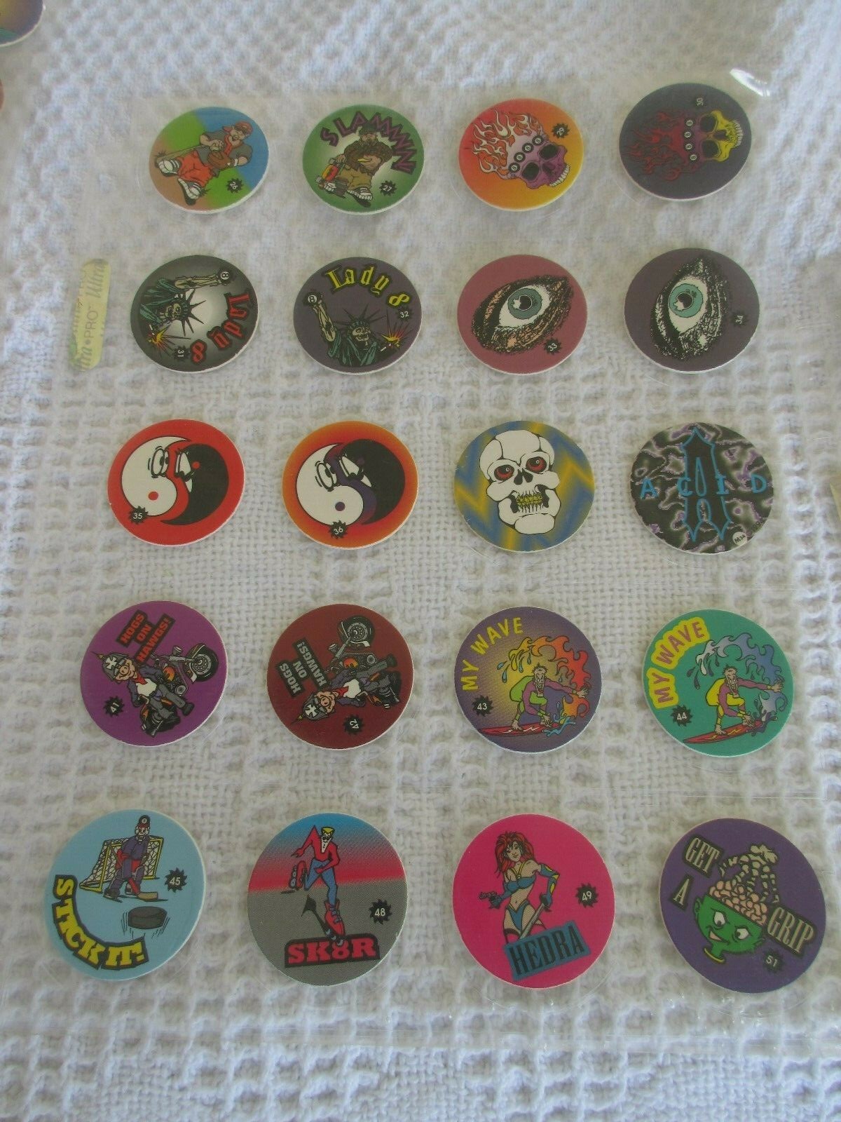 Pogs Lot Of 80 Poison, 8 ball, skulls misc. + Holders | eBay
