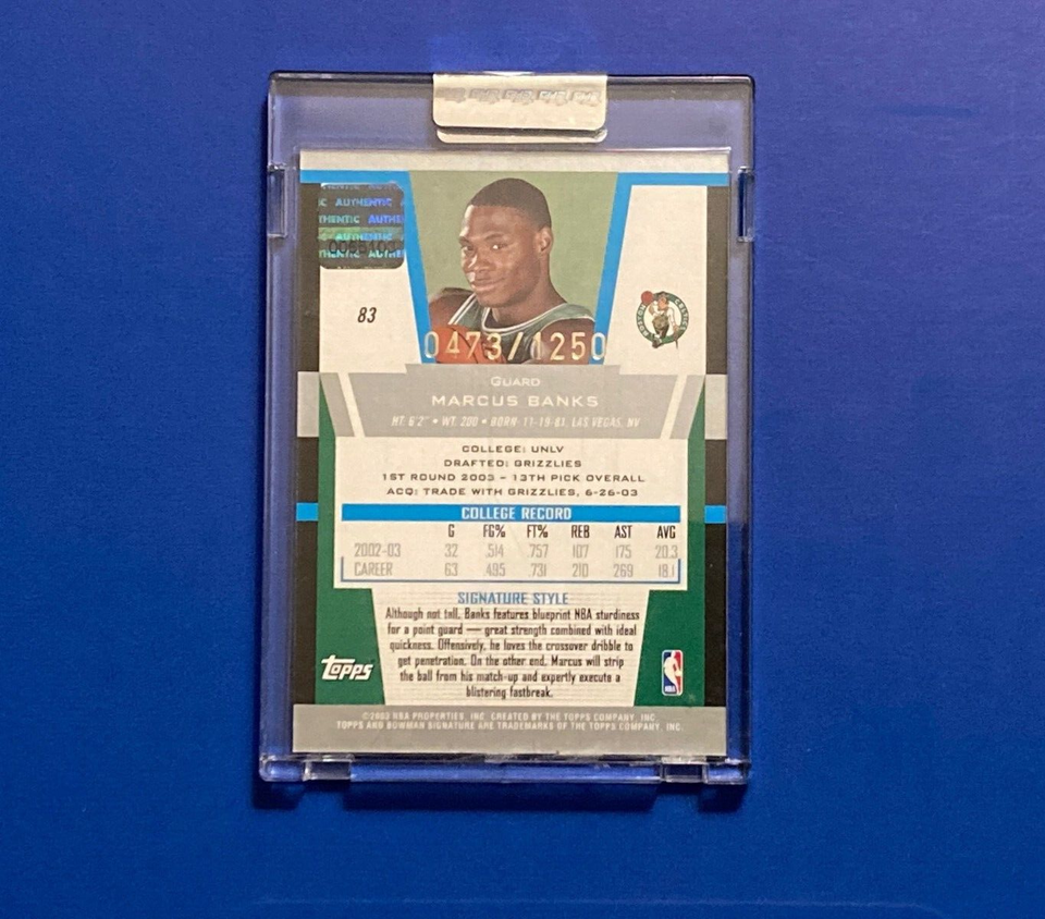 Marcus Banks 2003 Bowman Signature Auto Jersey Rc 473/1250 Boston ...