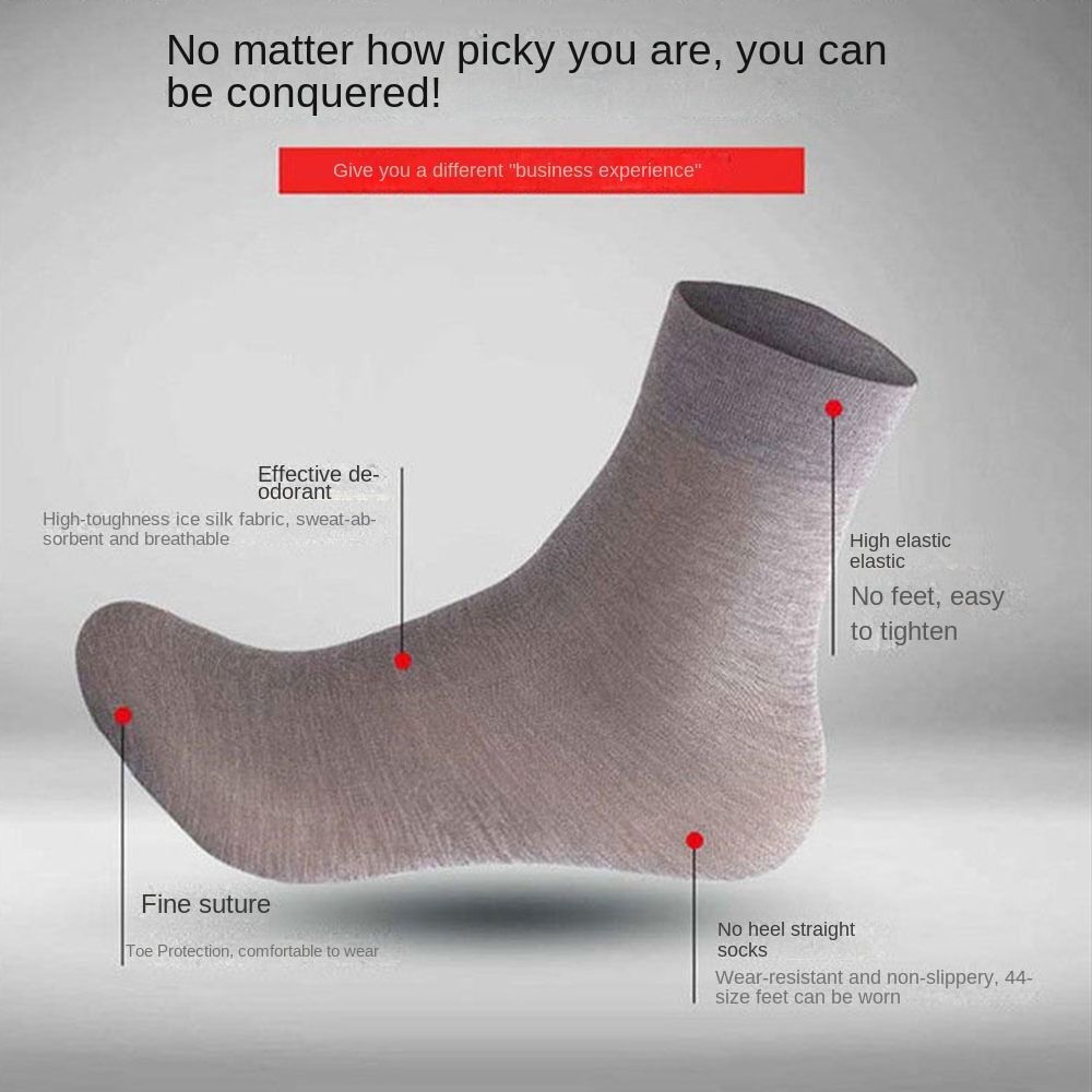 10Pair Solid Color Men's Thin Ice Stocks Elastic Men Stockings | eBay